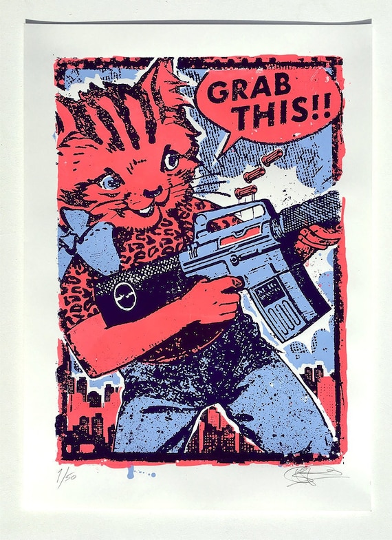 GRAB THIS weird Screenprint Pop Art Crazy Colourful - Etsy