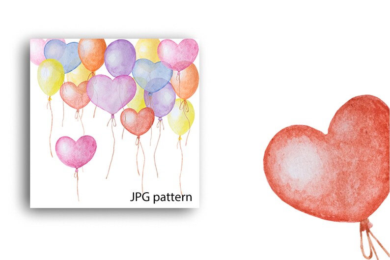 Watercolor Balloons Clipart Valentine Day Banners Clip Art PNG Romantic ...