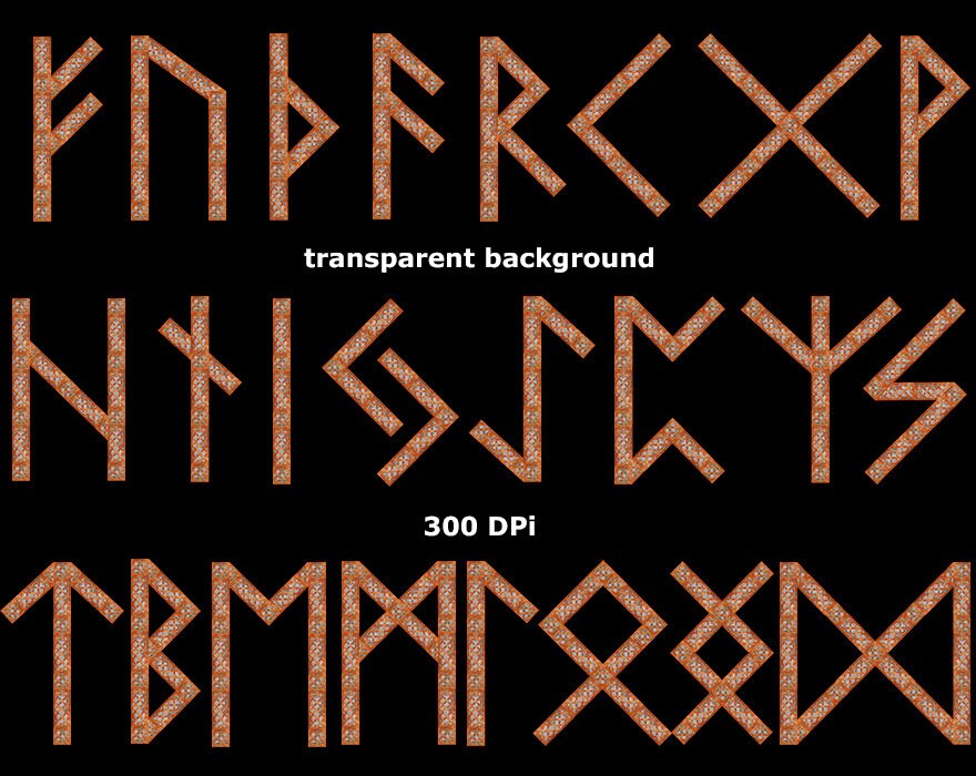 Watercolor Runes Clipart Font Alphabet Clip Art PNG Scandinavian Magic ...