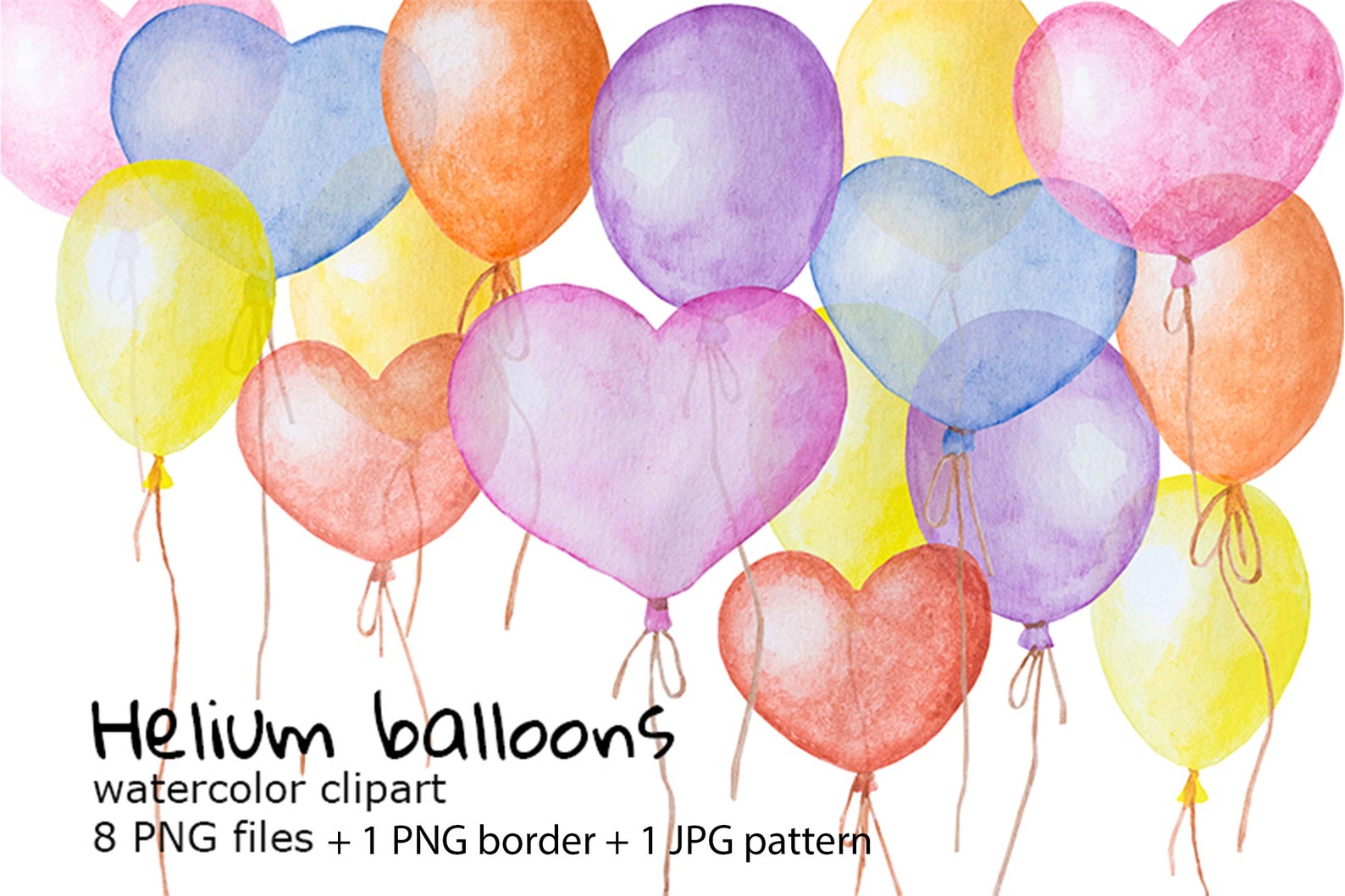 Watercolor Balloons Clipart Valentine Day Banners Clip Art PNG Romantic ...