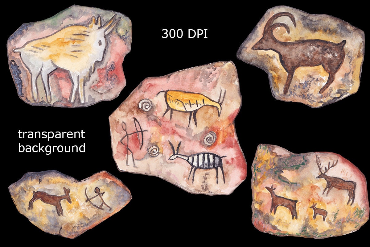 Rock Painting Art Watercolor сlipart Stones Petroglyph Clip Art PNG ...