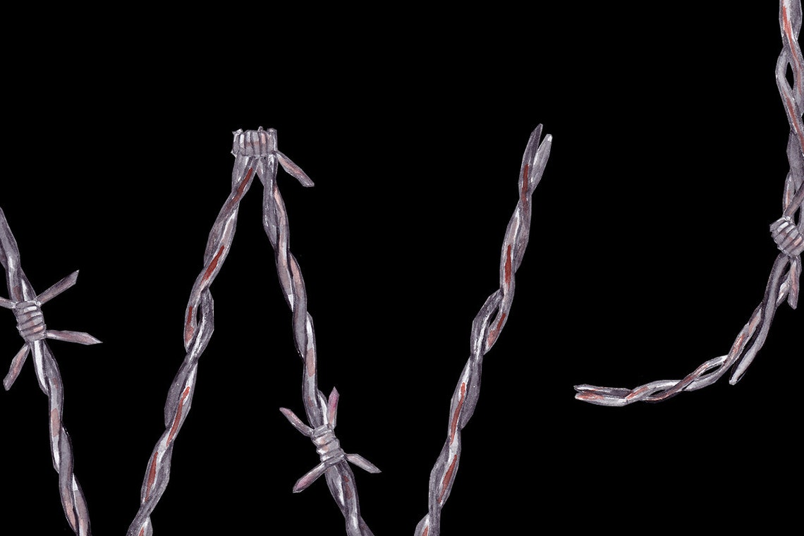 Watercolor Barbed Wire Alphabet Clipart Font Clip Art PNG Hand Drawn - Etsy