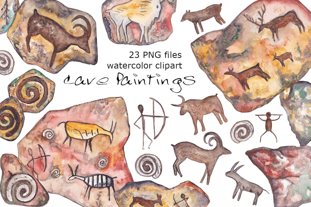 Rock Painting Art Watercolor сlipart Stones Petroglyph Clip Art PNG ...