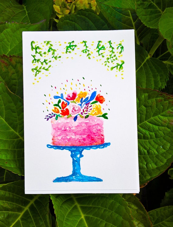 ORIGINAL watercolor hand-painted note card postcard size | Etsy