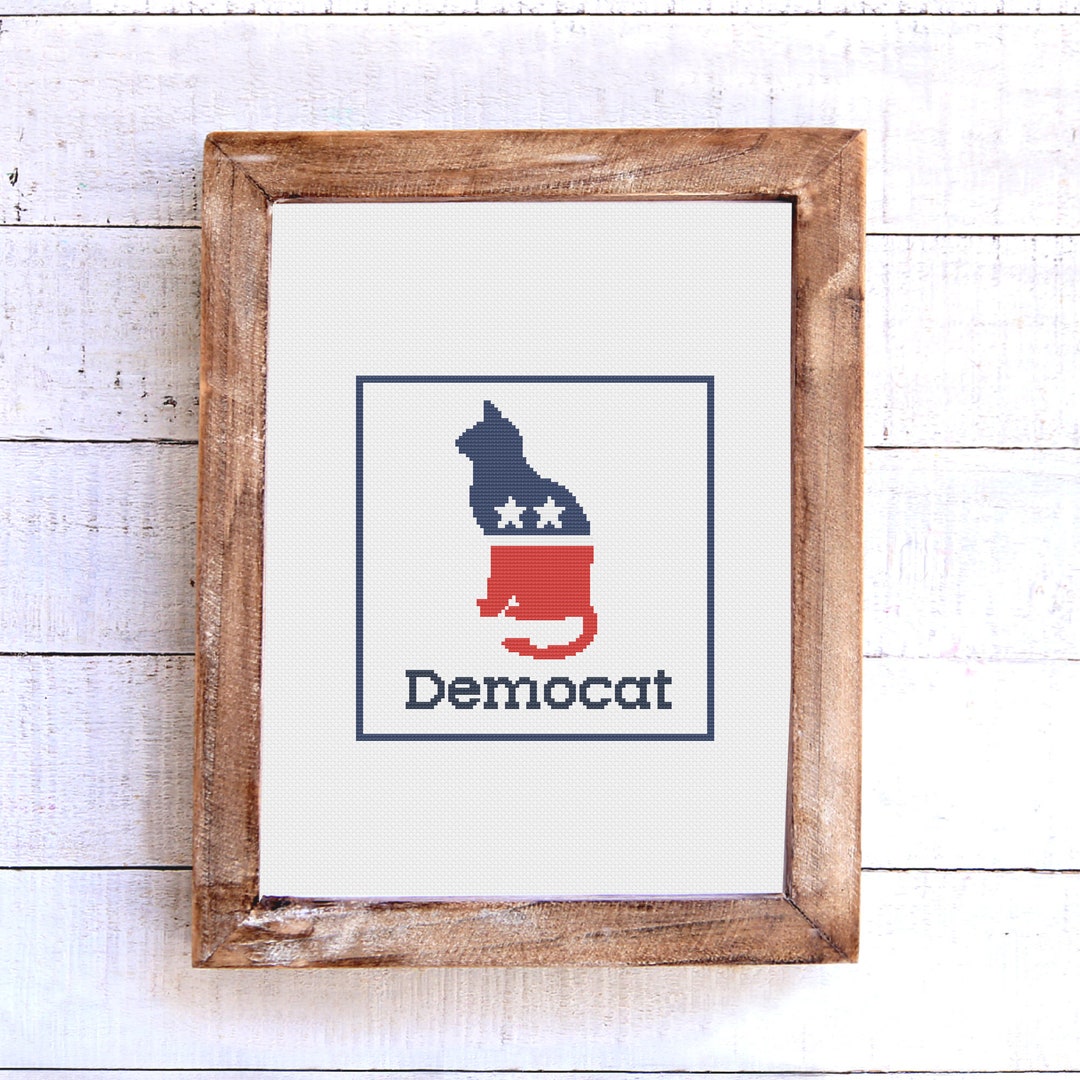 Democrat Cat PDF Cross Stitch Pattern, Fast and Easy Project - Etsy