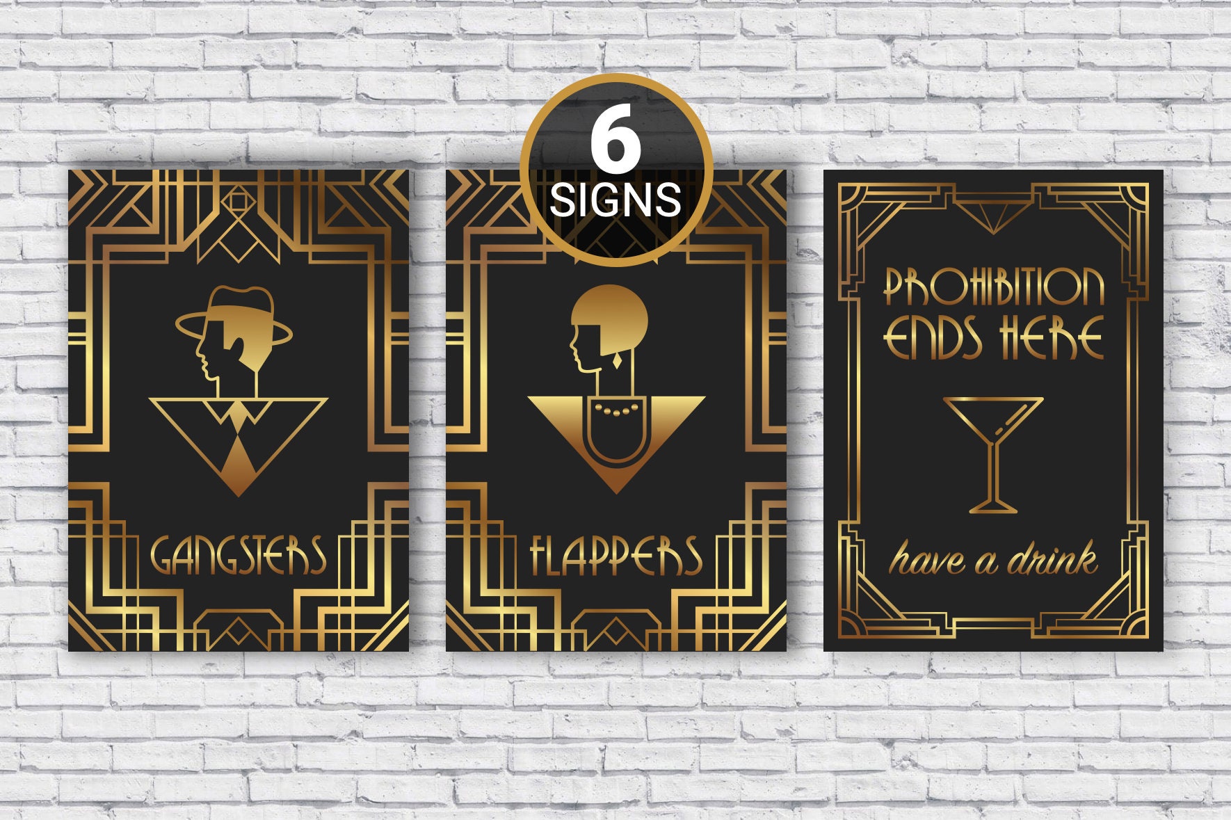Great Gatsby Bundle Printable Signs Art Deco / 1920s Posters | Etsy