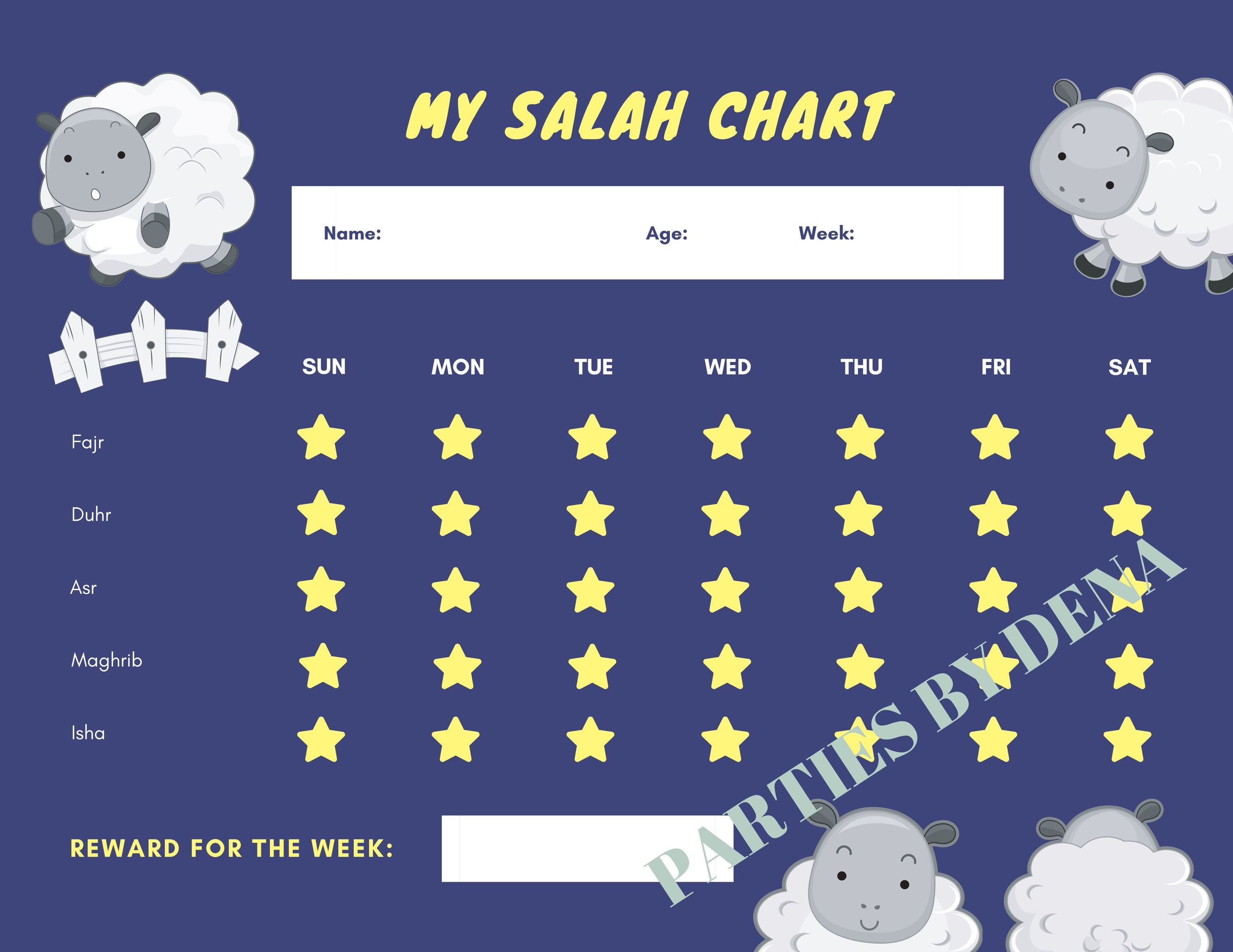 Kids Salah Chart | Kids Prayer Tracker | Salah Counter | Salah Rewards ...