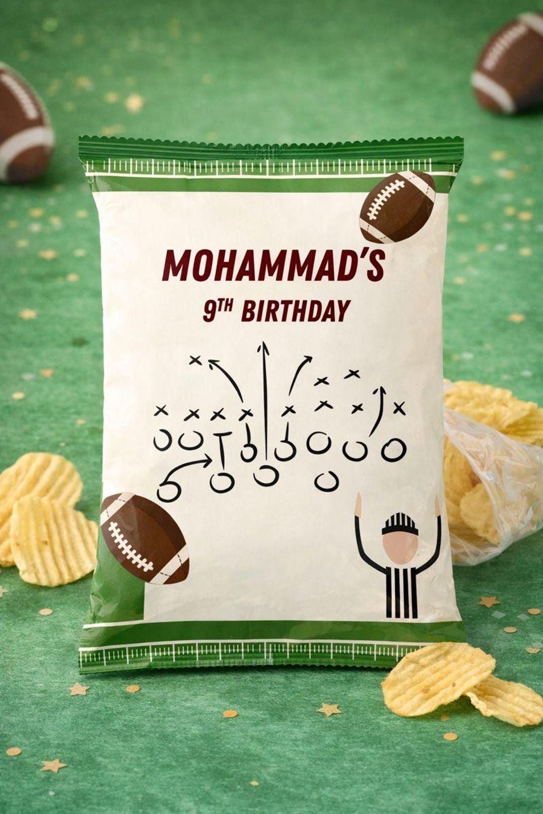 Football Chip Bags Printable | Football Party Favor | Sports Treat Bags ...