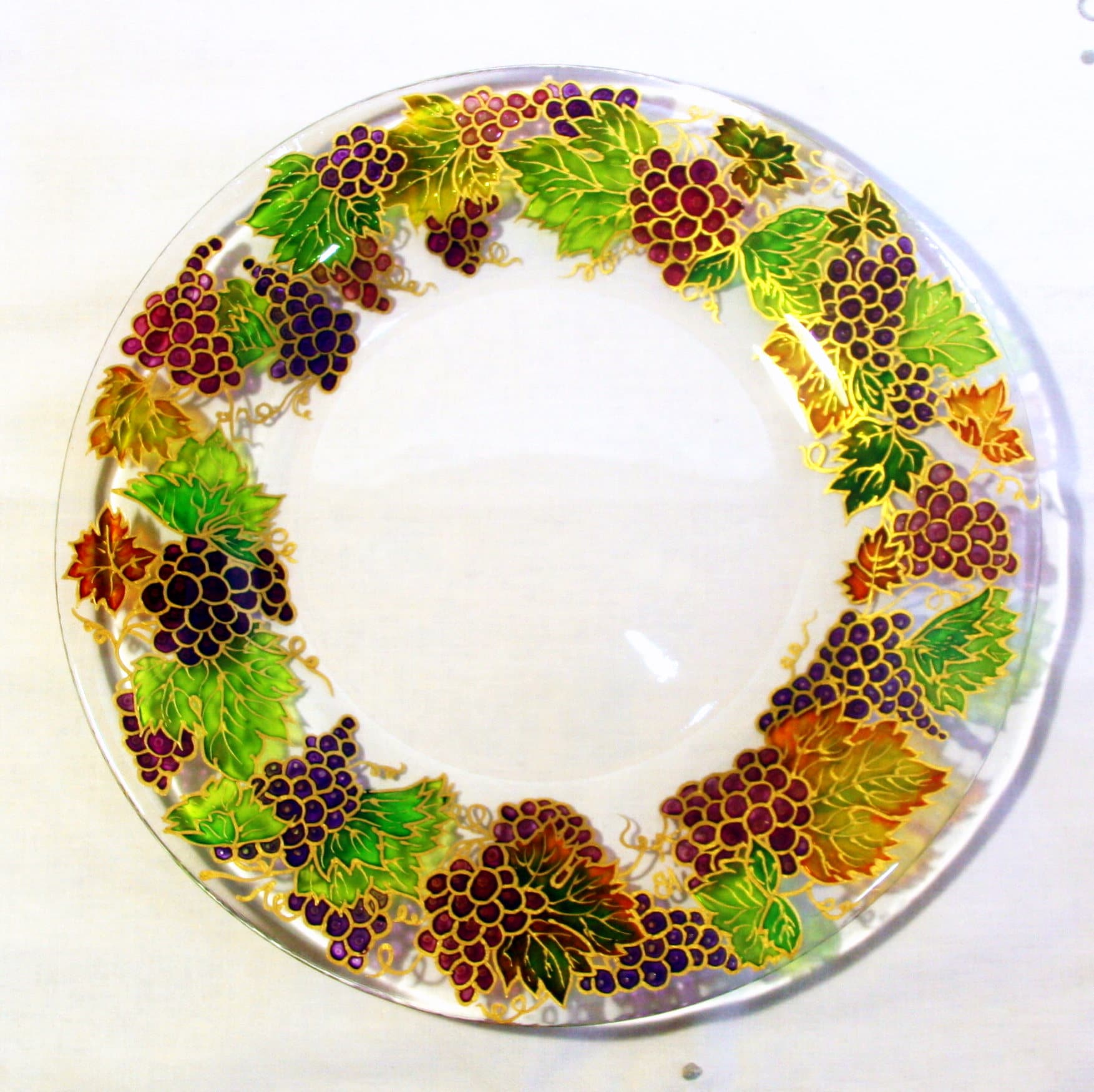 Hand Painted Glass Plate Decorative Kitchen Plate Stained | Etsy