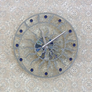 Minimalist Blue Glass Wall Clock Painted by Hand - Original Skeleton ...
