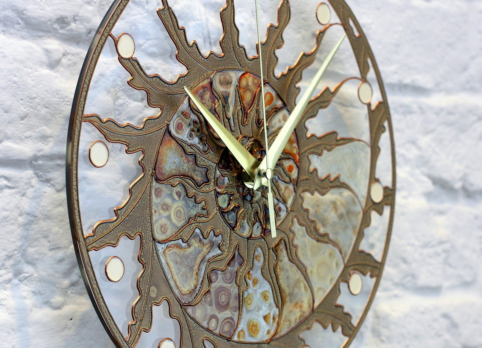 Original Golden Spiral Clock Painted by Hand - Round Transparent ...