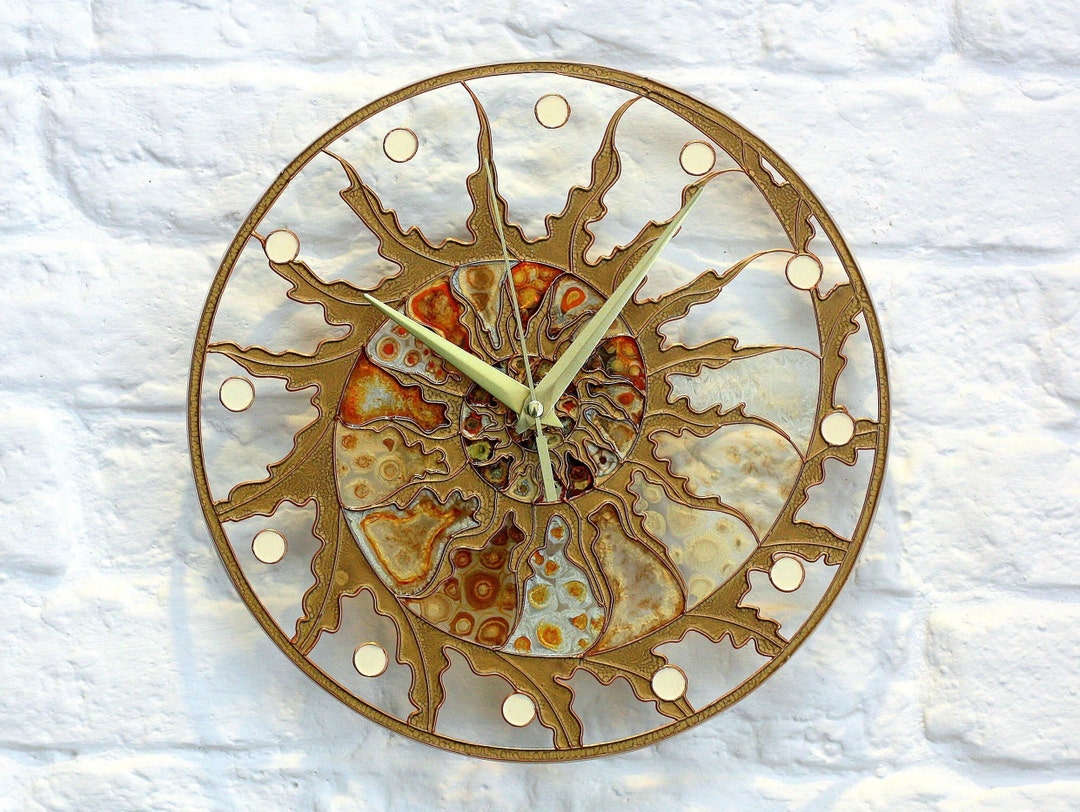 Original Golden Spiral Clock Painted by Hand - Round Transparent ...