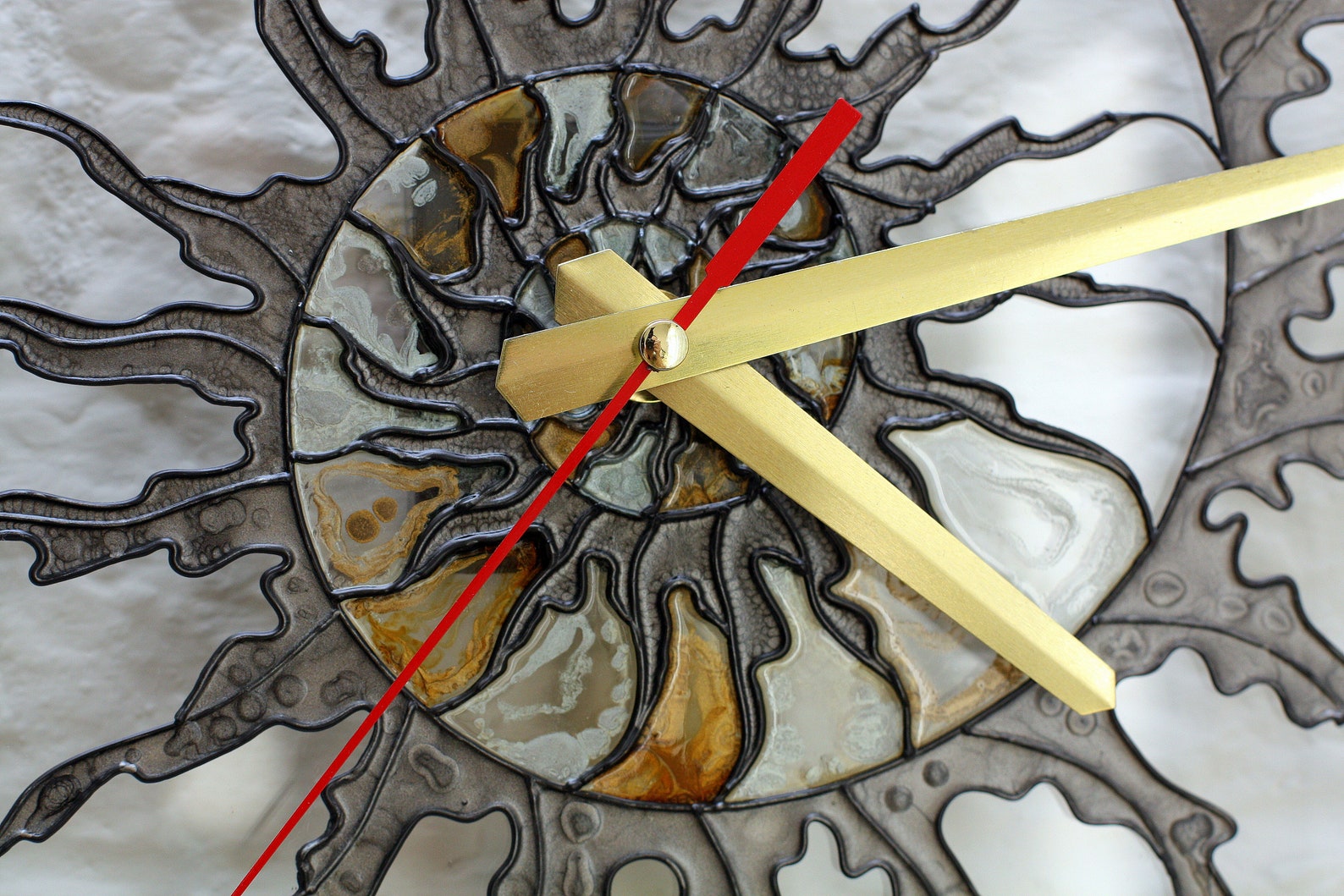 Modern Stain Glass Clock Skeleton Wall Clock Hand Paint - Etsy