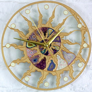 Large Modern Stain Glass Clock. Big Skeleton Wall Clock. Hand Paint ...