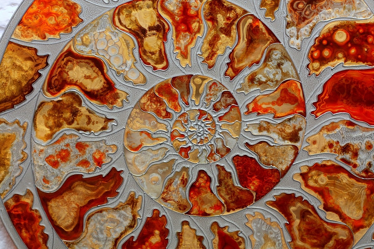 Ammonite Stain Glass Suncatcher - Sea Shell Wall Hanging - Fossil Slice ...