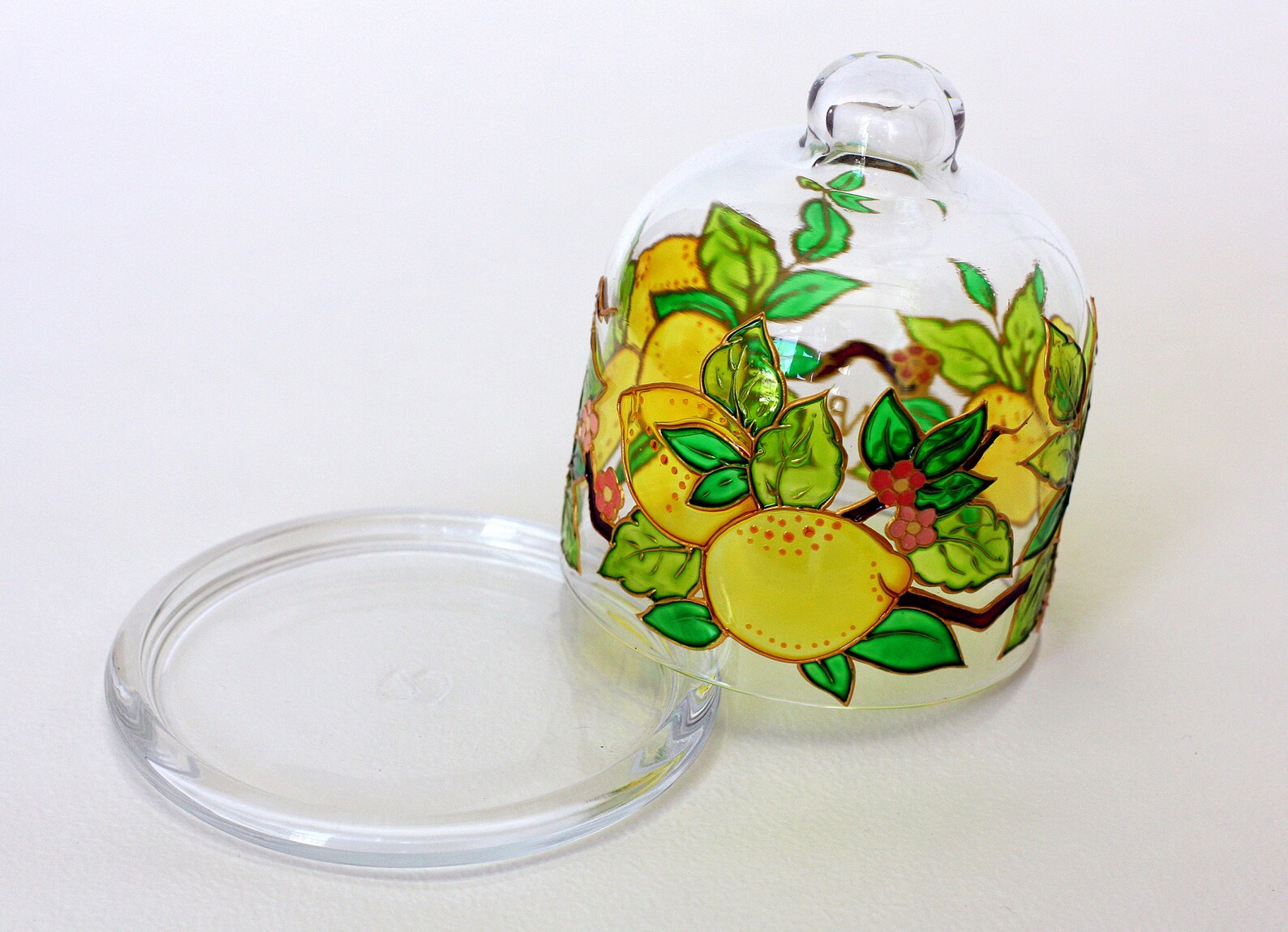 Hand Painted Lemon Holder Stain Glass Butter Server Glass - Etsy