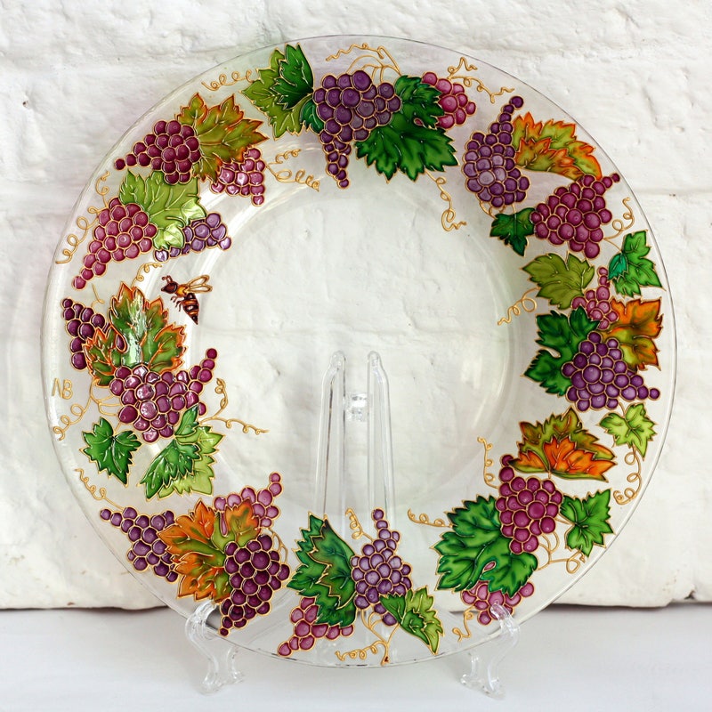 Painted Glass Plate - Etsy