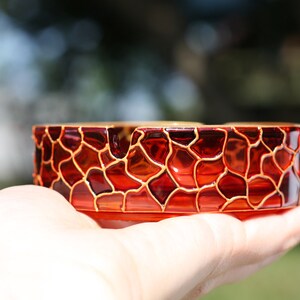 Scarlet Red Ashtray, Hand Painted Glass,round Сigarette Ashtray ...