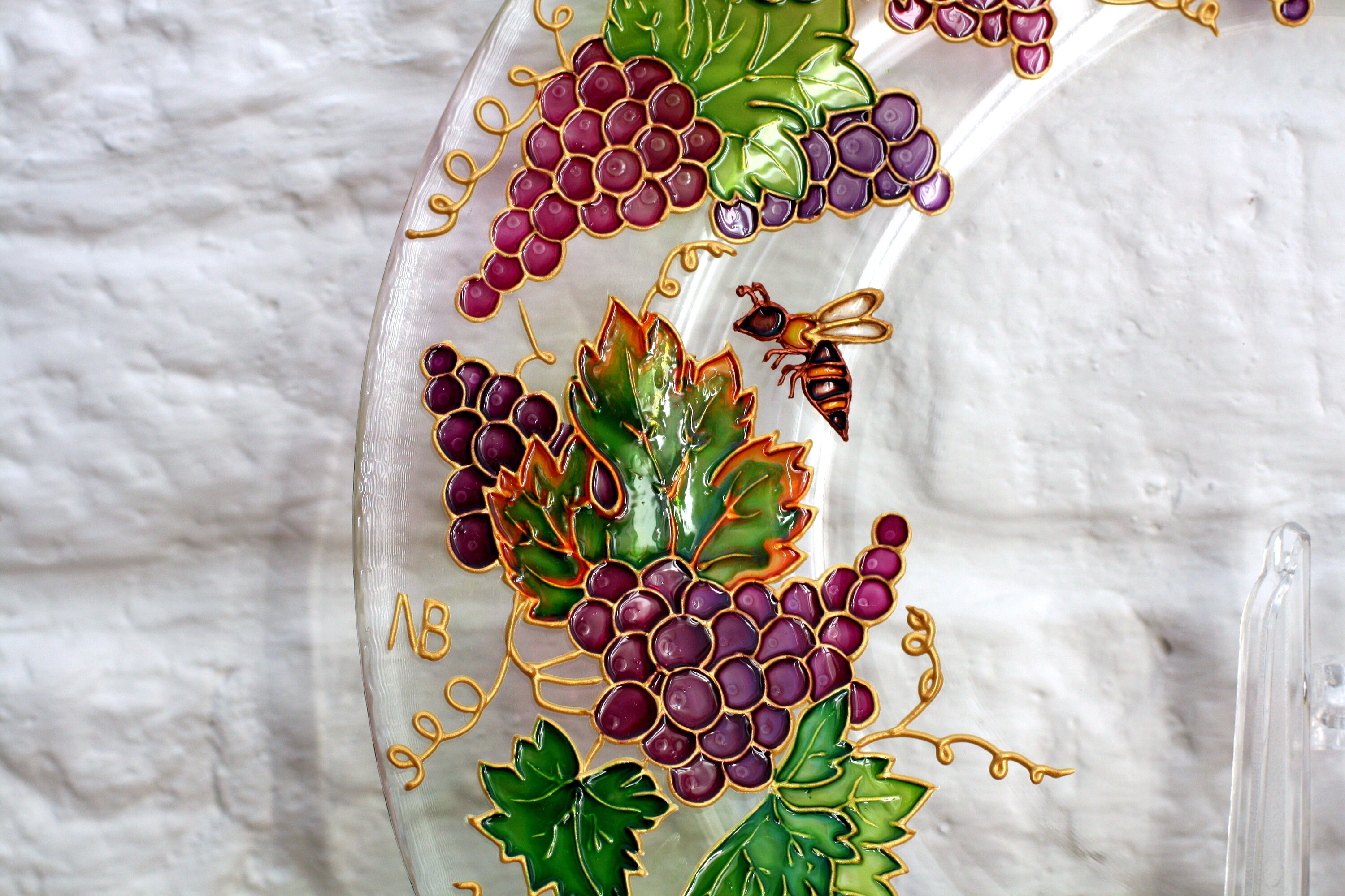 Hand Painted Glass Plate Decorative Kitchen Plate Stained | Etsy