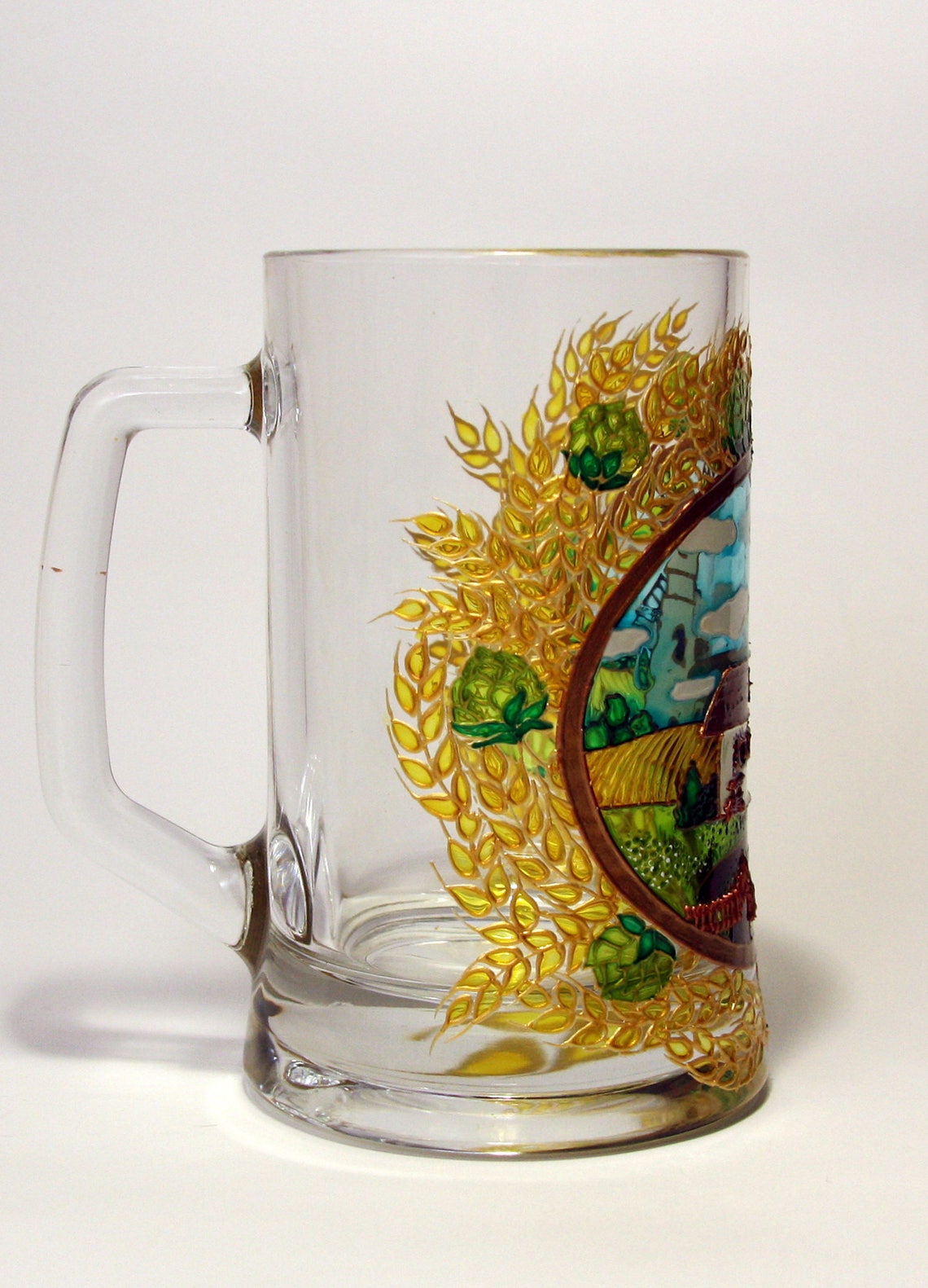 Large Beer Stein Painted by Hand With Traditional Mill and Hop - Etsy