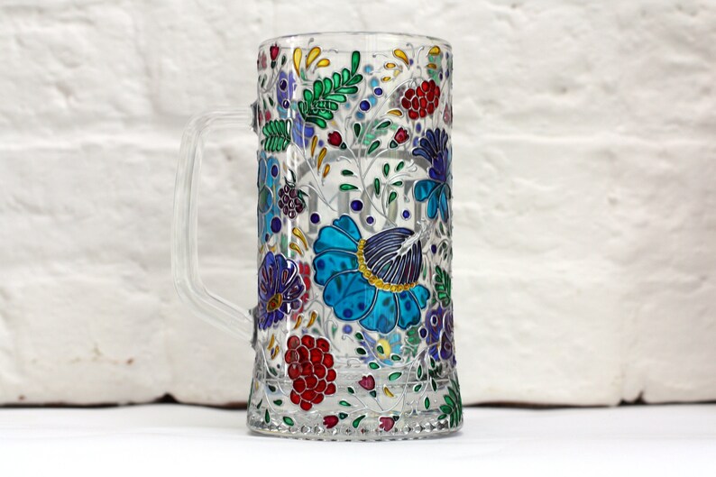 Petrykivka Hand Painted Glasses - Ukraine Beer Stein - Personalized ...