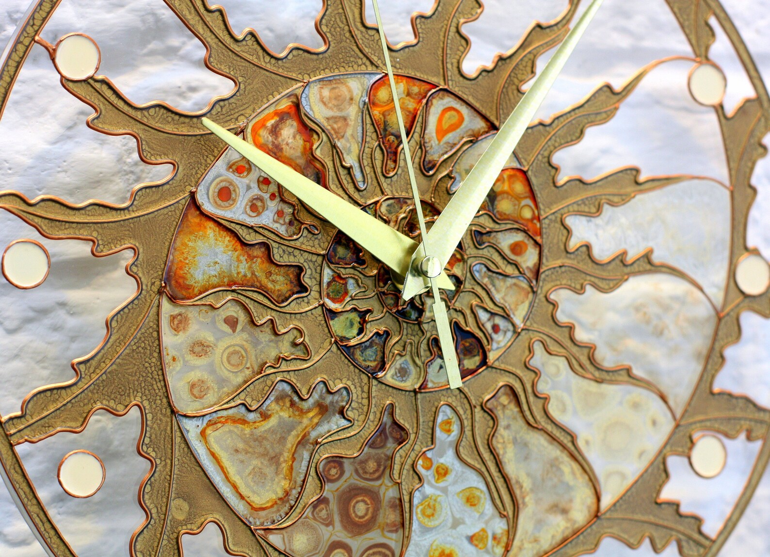 Original Golden Spiral Clock Painted by Hand - Round Transparent ...