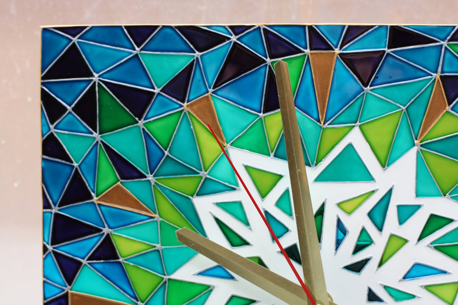 Stain Glass Modern Clock_hand Painted Square Wall | Etsy