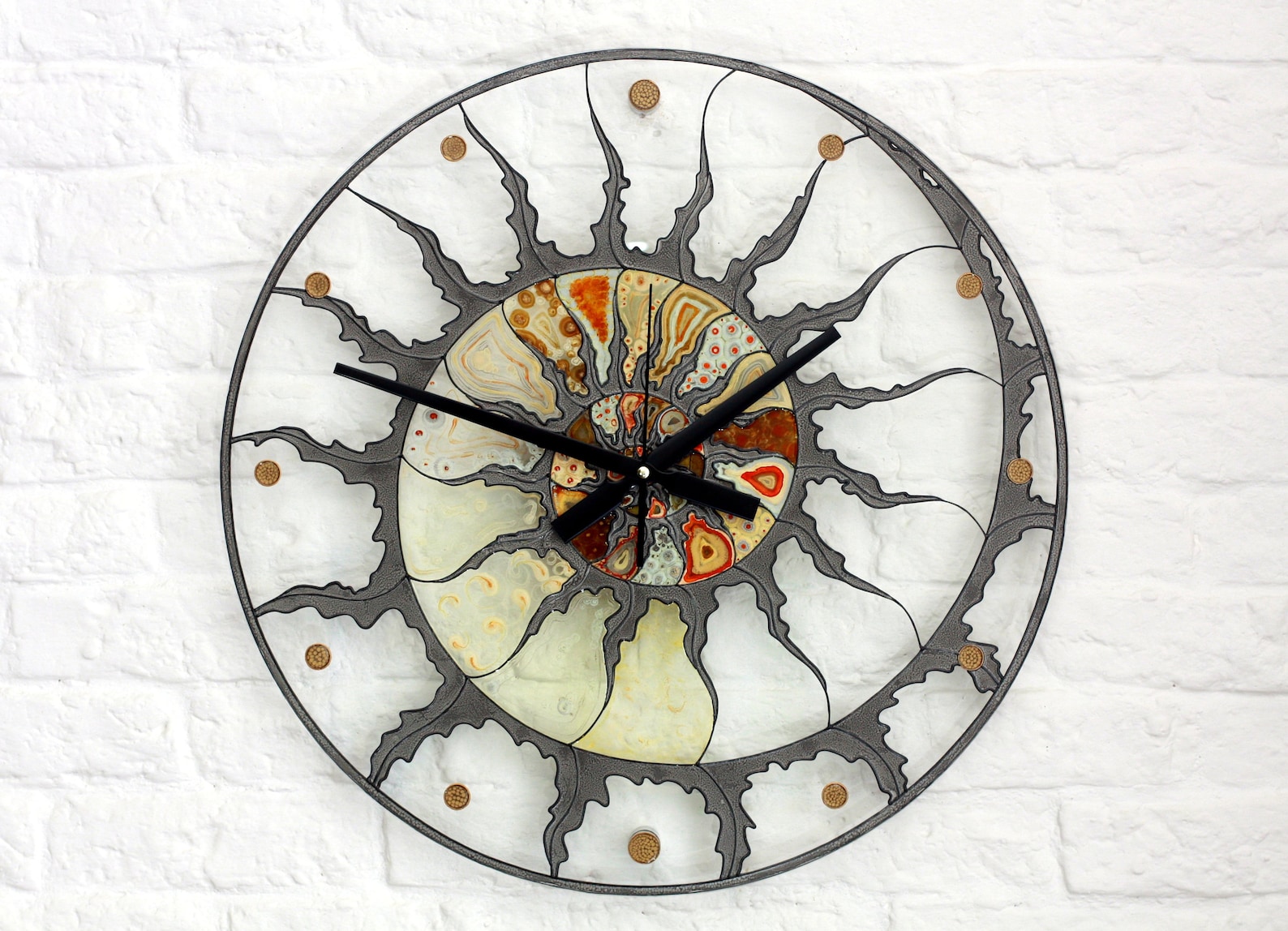 Large Stain Glass Clock. Huge Skeleton Wall Clock. Hand Painted ...