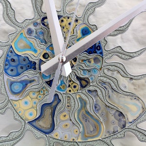 Minimalist Blue Glass Wall Clock Painted by Hand - Original Skeleton ...