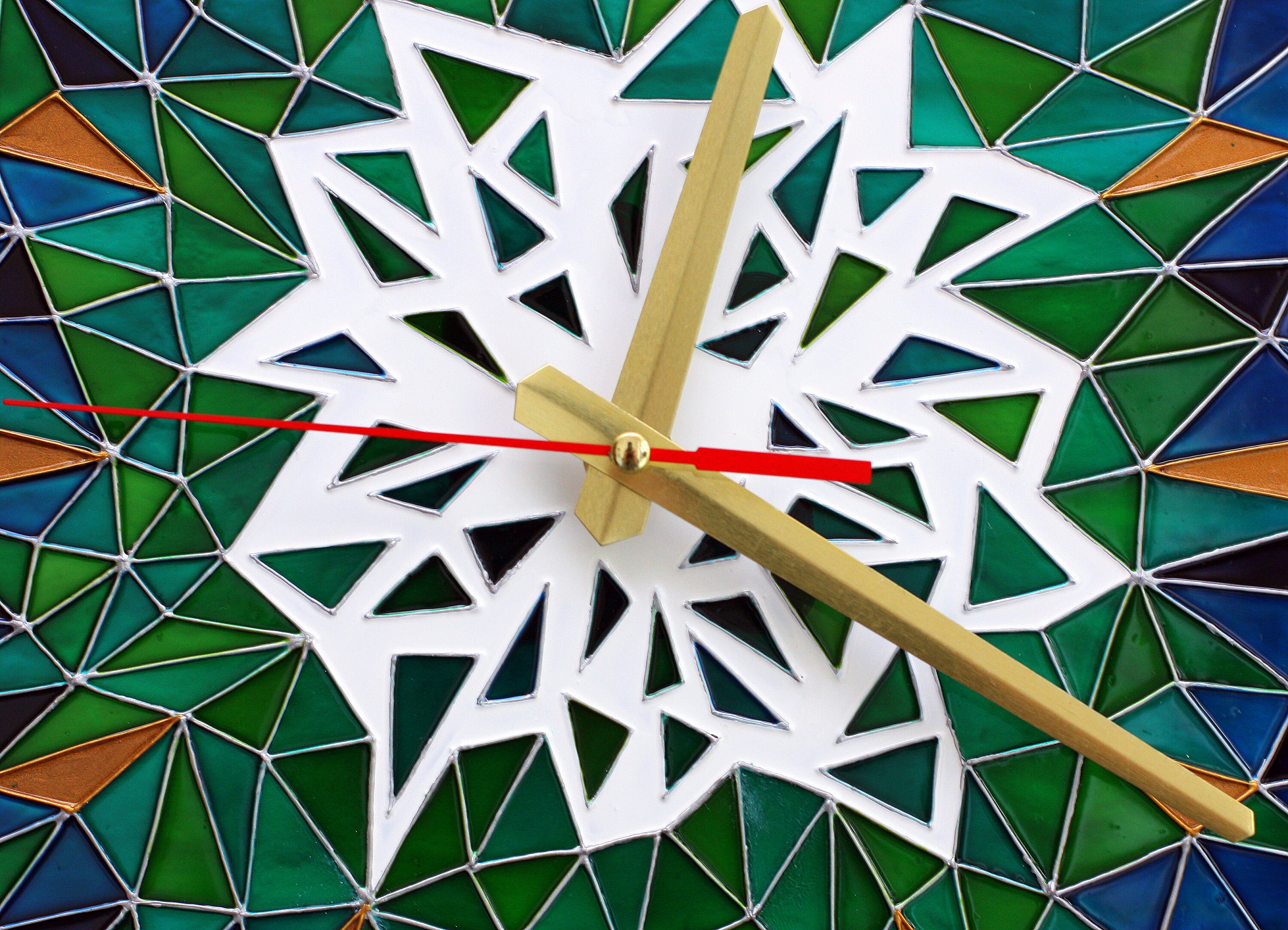 Stain Glass Modern Clock_hand Painted Square Wall | Etsy