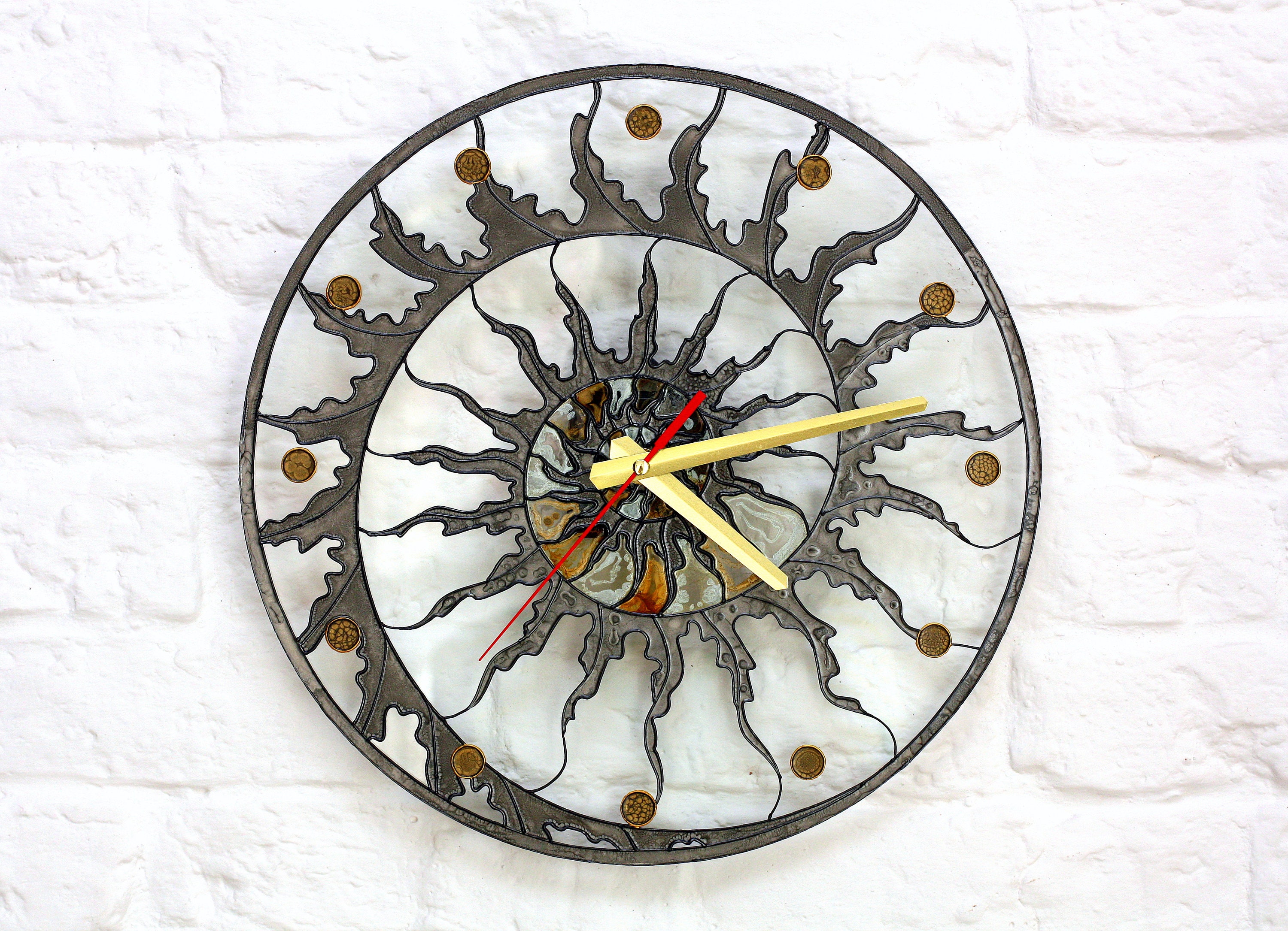 Modern Stain Glass Clock Skeleton Wall Clock Hand Paint - Etsy