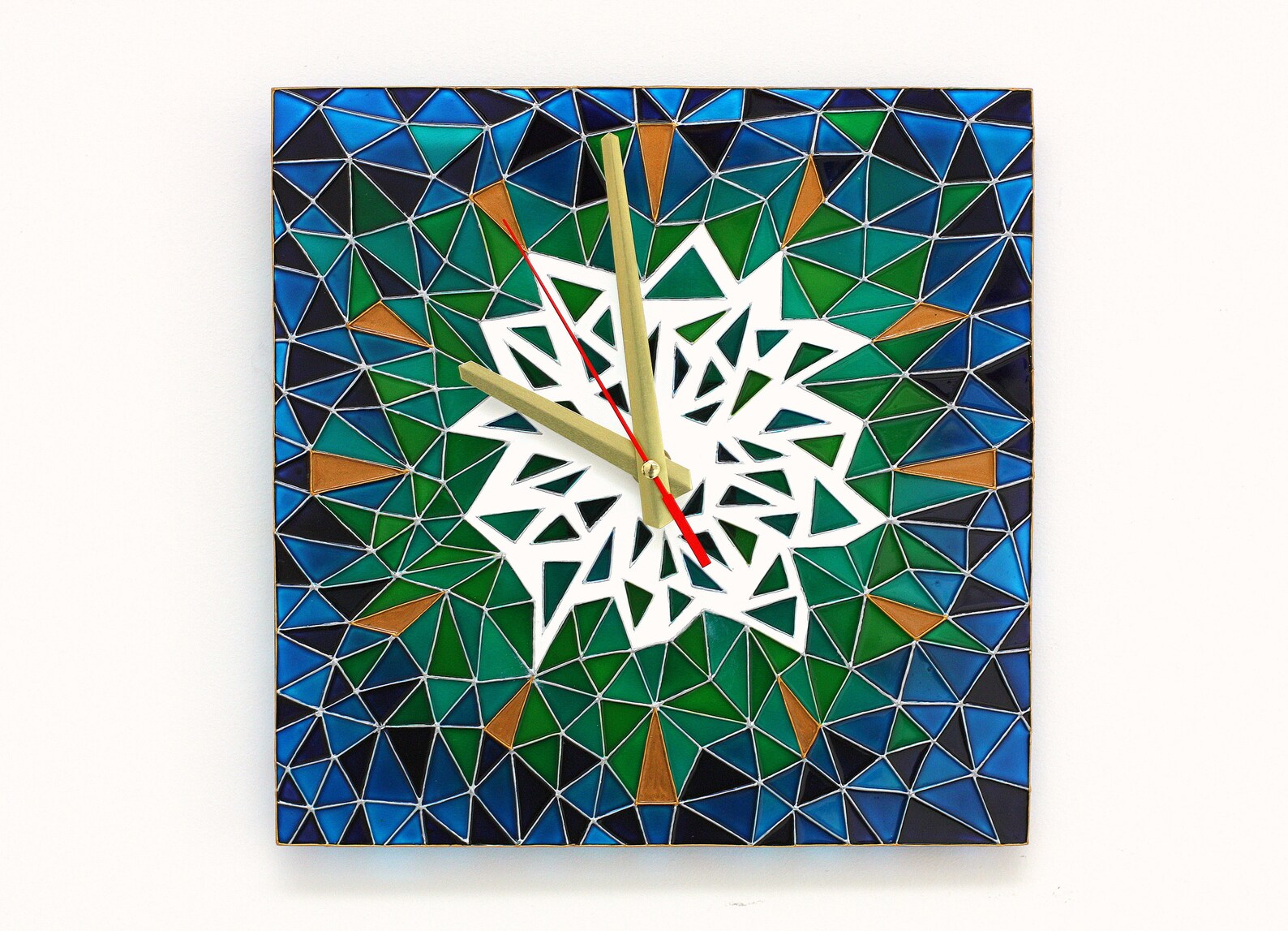 Stain Glass Modern Clock_hand Painted Square Wall | Etsy