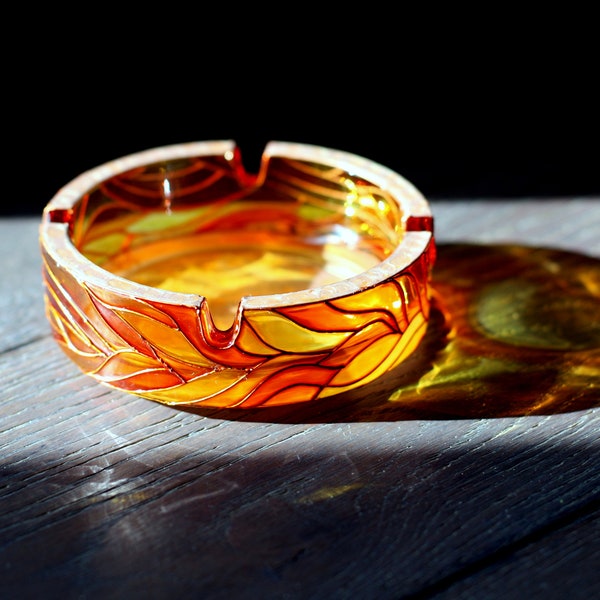 Red Glass Ashtray - Etsy
