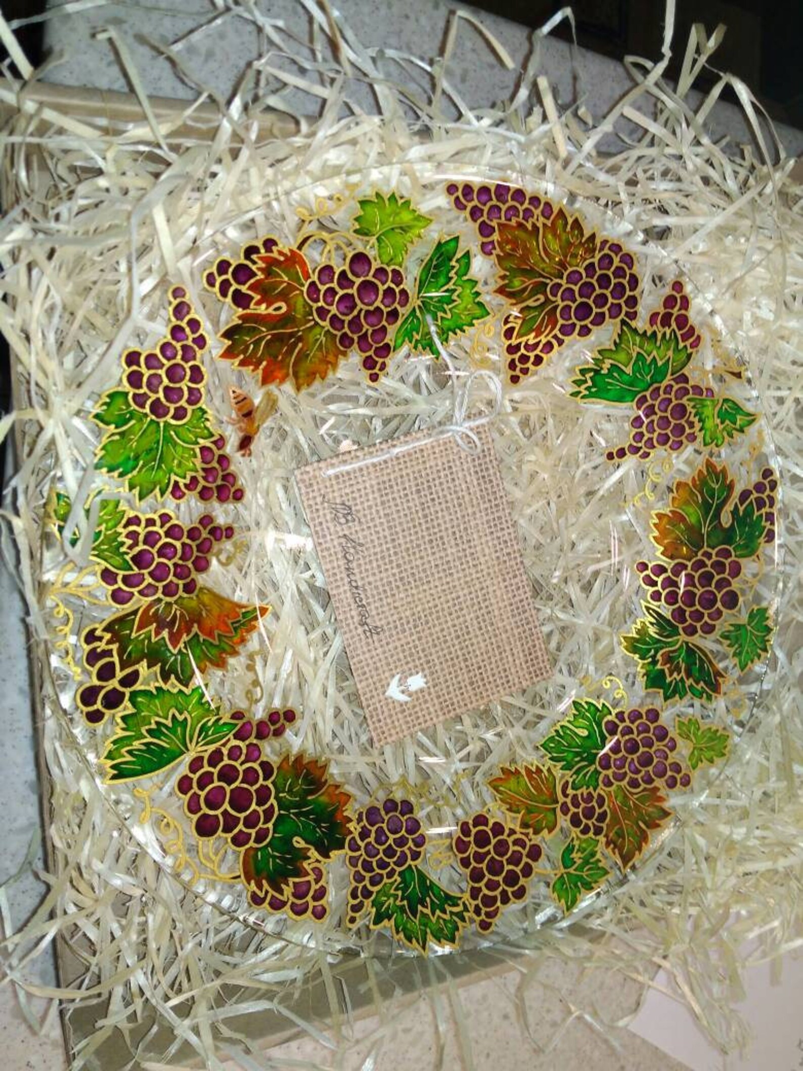 Hand Painted Glass Plate - Decorative Kitchen Plate - Stained Glass ...