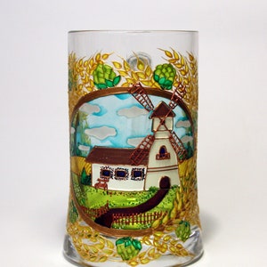Large Beer Stein Painted by Hand With Traditional Mill and Hop - Etsy