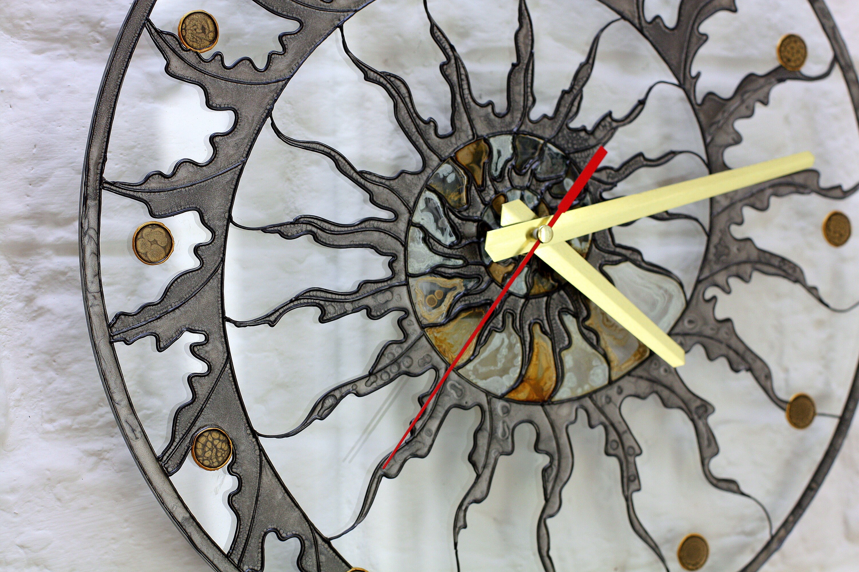 Modern Stain Glass Clock Skeleton Wall Clock Hand Paint - Etsy
