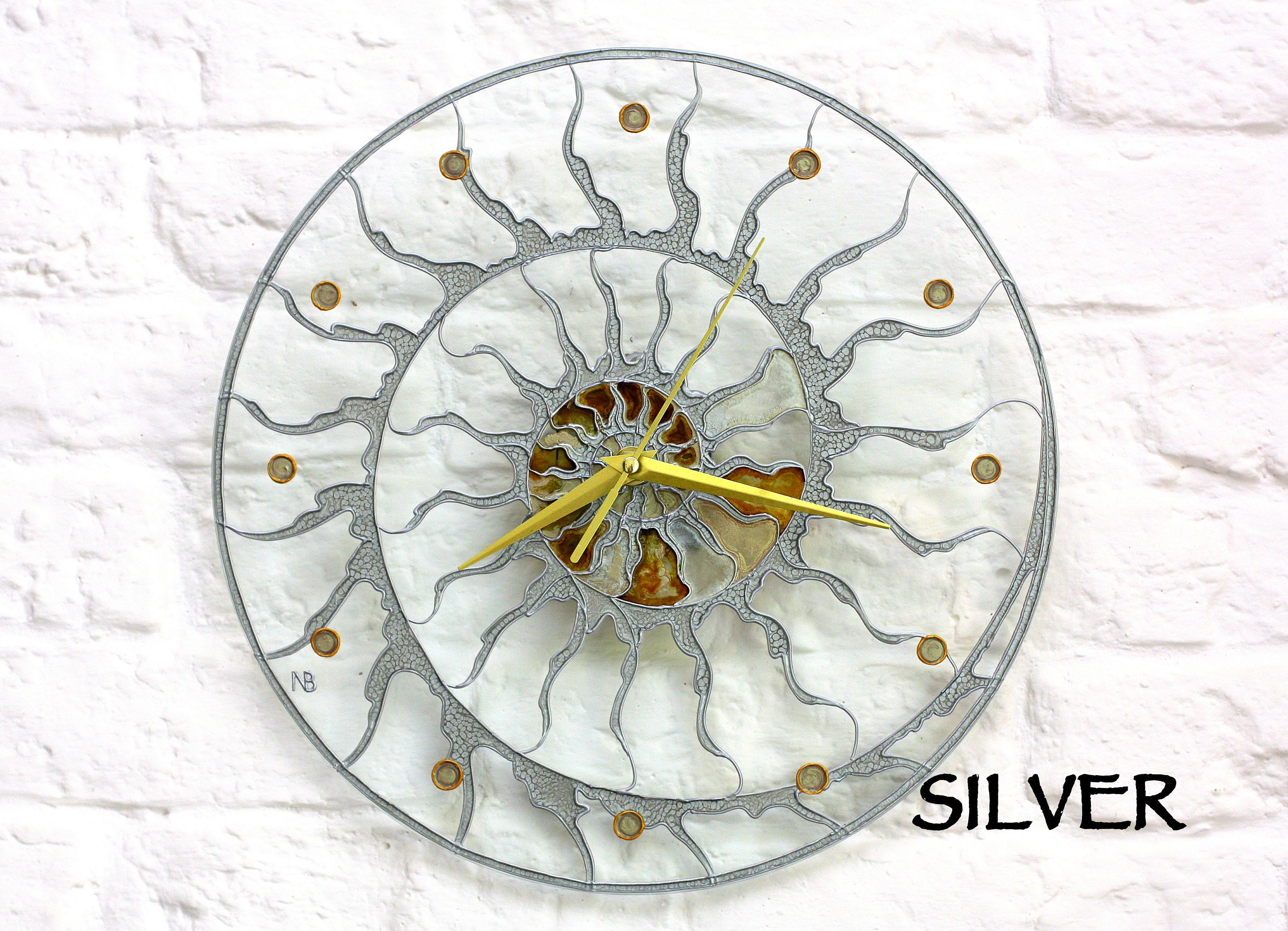 Modern Stain Glass Clock Skeleton Wall Clock Hand Paint - Etsy