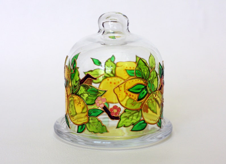 Hand Painted Lemon Holder Stain Glass Butter Server Glass - Etsy