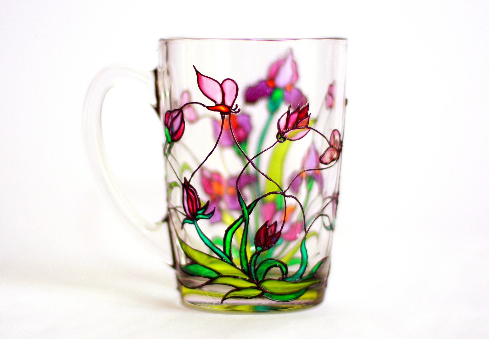 Stained Glass Irises Mug Coffee Mug Tiffany Style Hand - Etsy Canada
