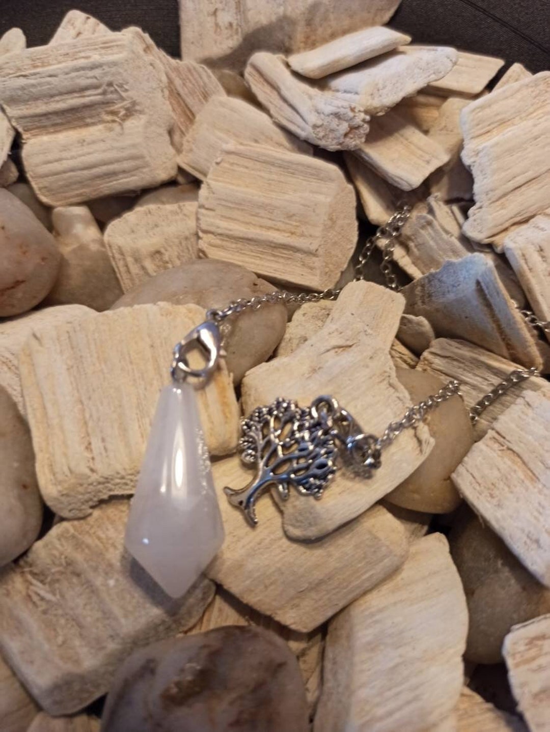 Jade White Pendulum With Tree of Life Jade White Necklace With Pendant ...