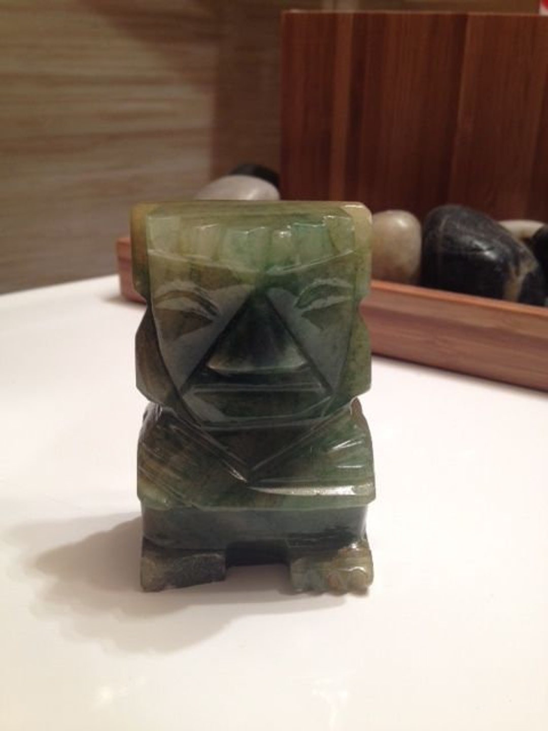 Antique Aztec Style Hand-carved 3" Jade Fertility Figurine W/rosewood ...