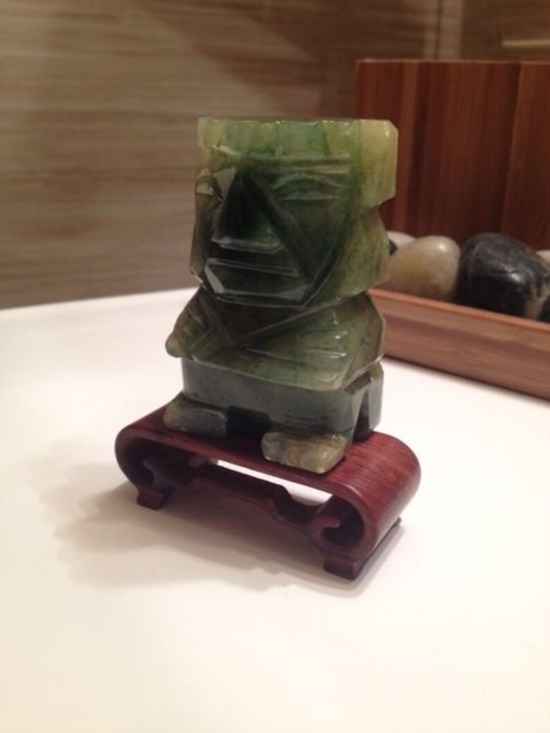 Antique Aztec Style Hand-carved 3" Jade Fertility Figurine W/rosewood ...