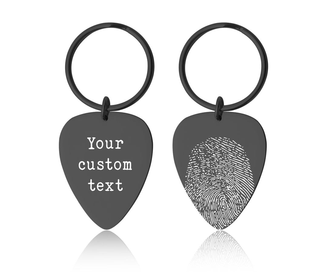 Fingerprint Guitar Pick Keychain or Necklace, Memorial Thumbprint ...