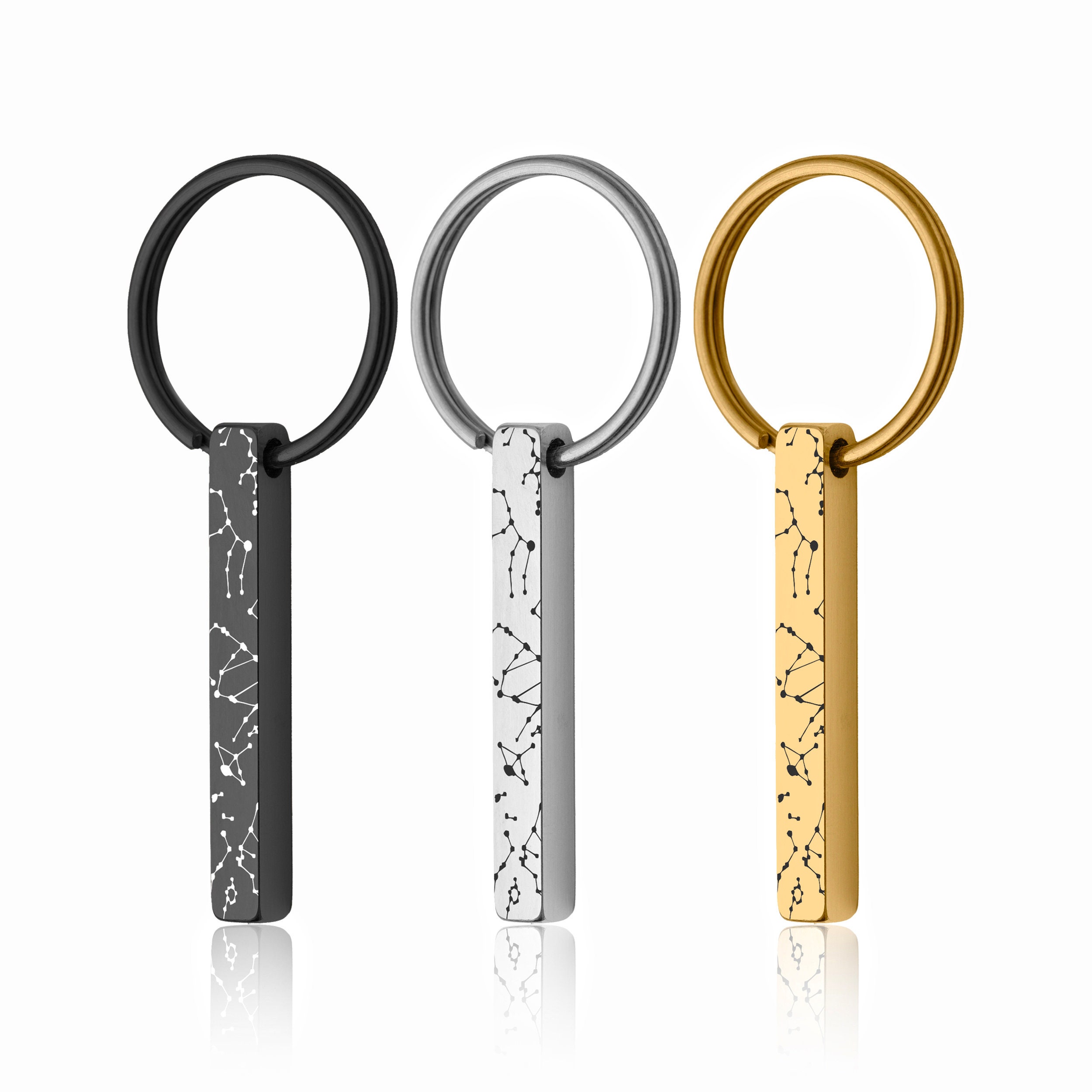 Custom Star Map by Date Bar Keychain, Engraved Night Sky for Him ...