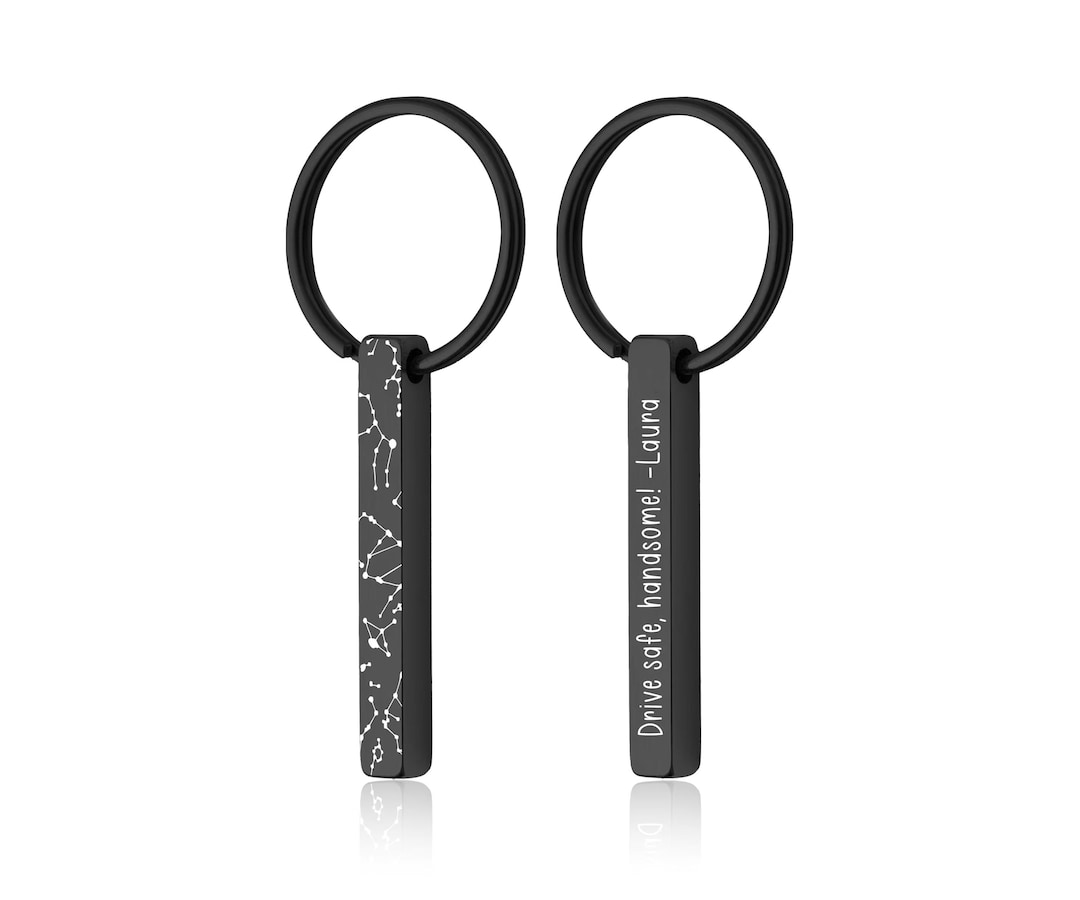 Custom Star Map by Date Bar Keychain, Engraved Night Sky for Him ...