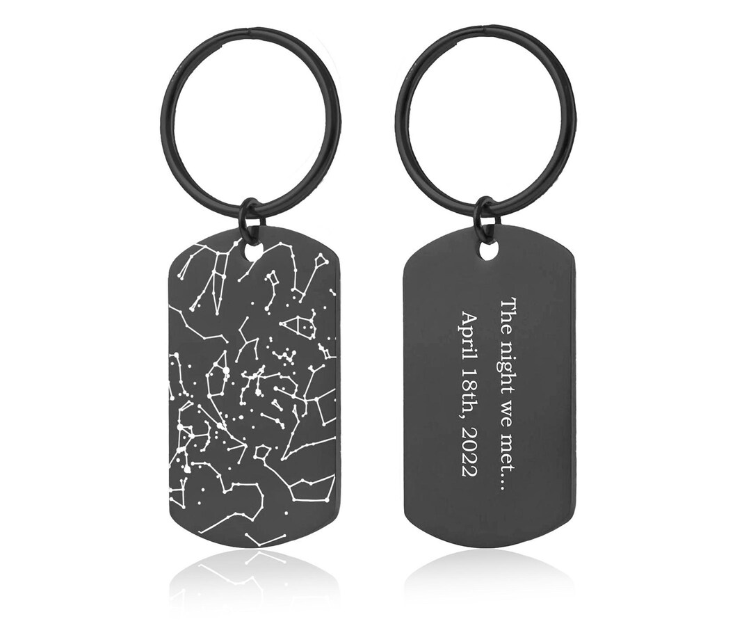 Personalized Star Map Keychain - Night Sky Keyring for Men, Custom ...