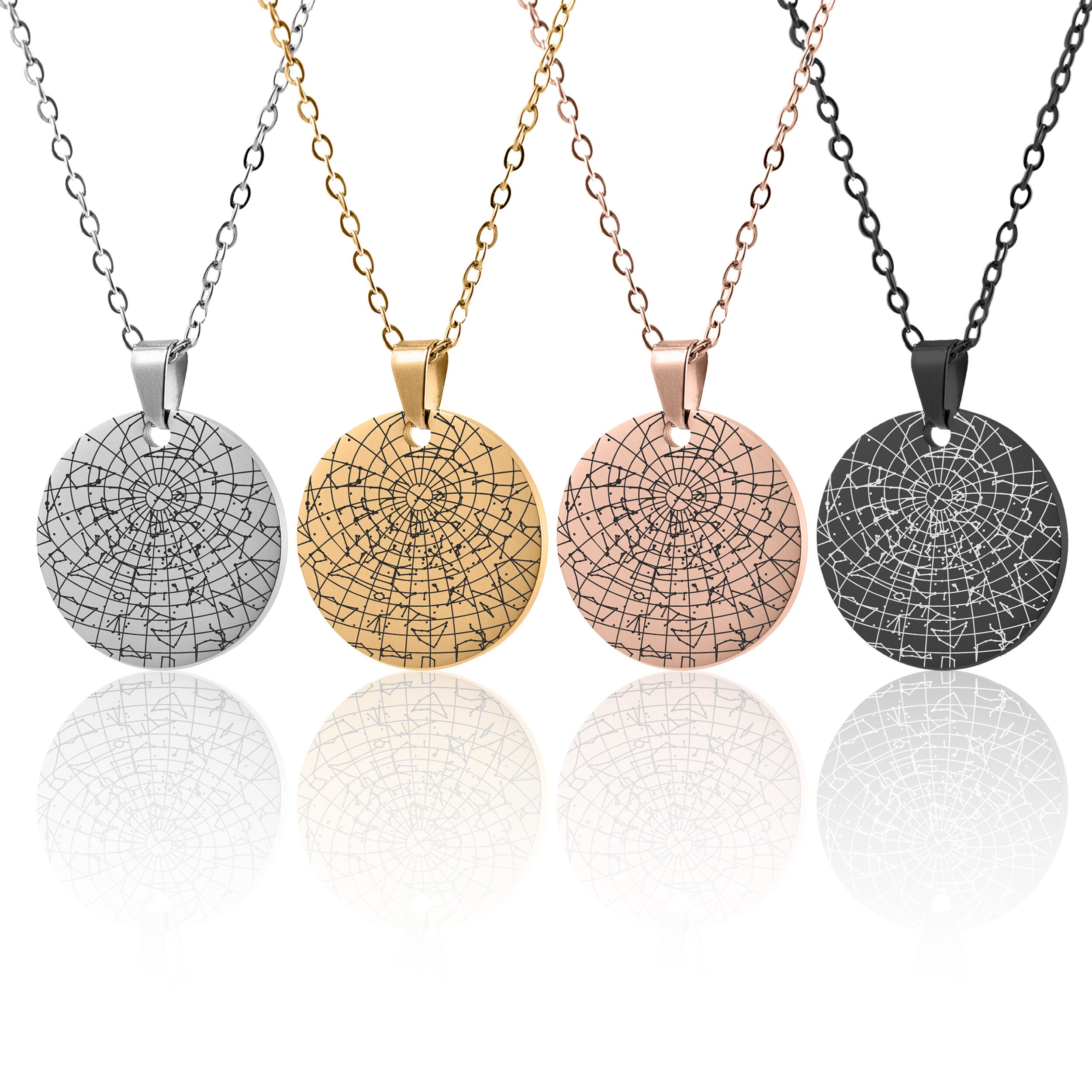 Unique Star Map by Date Necklace, Custom Engraved Night Sky Jewelry for ...