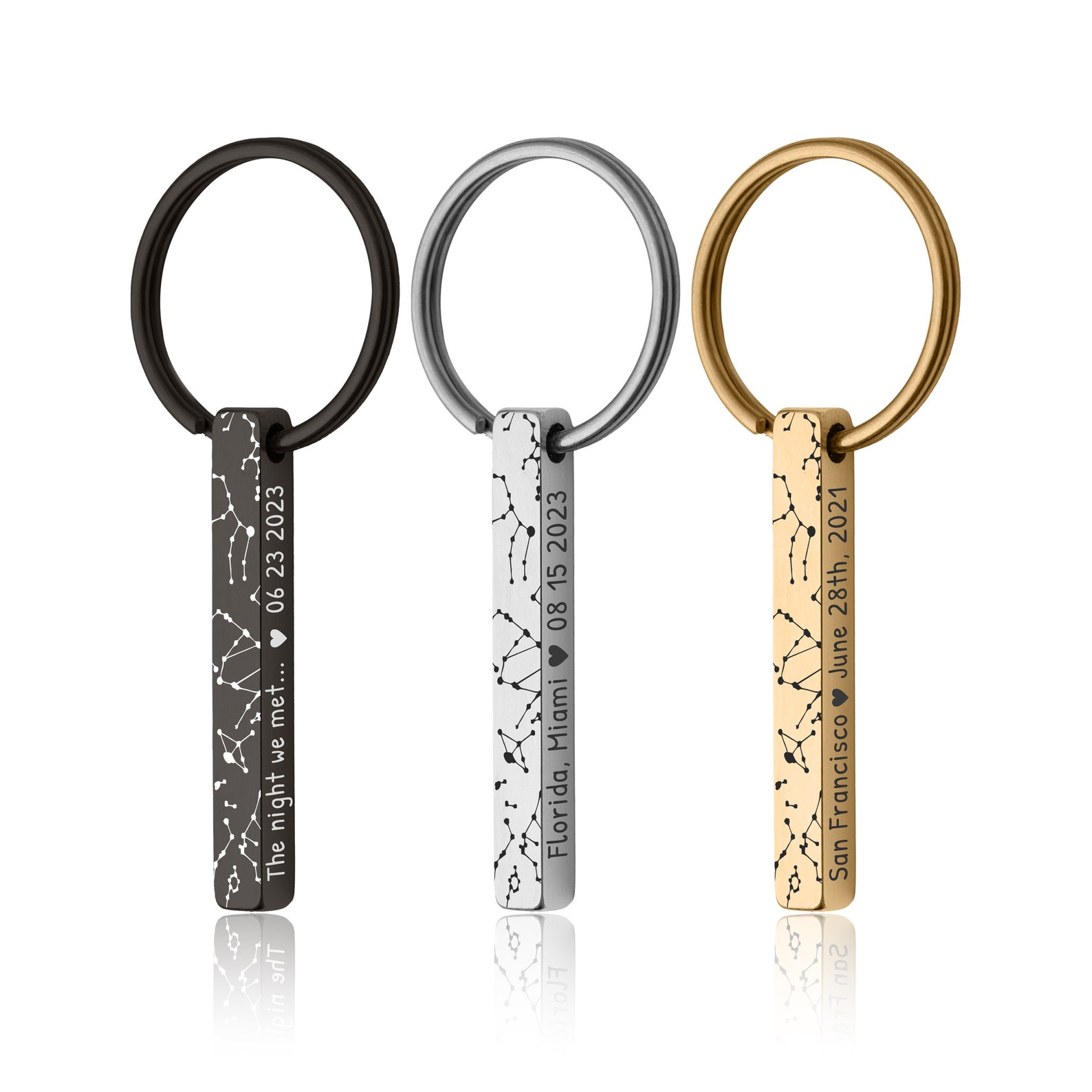 Personalized Star Map by Date Bar Keychain, Engraved Night Sky, Custom ...