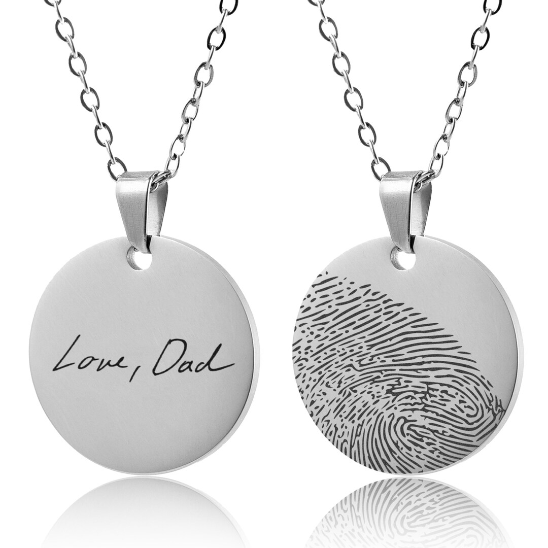 Actual Fingerprint Necklace, Laser Engraved Custom Jewelry, Memorial ...