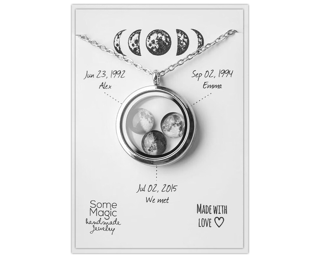 Custom Moon Phase Locket Necklace for Her - Birthday Gift for Women ...